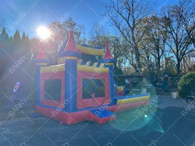 China 0.55mm PVC Tarpaulin Inflatable Bounce House With Slide Custom Logo for sale