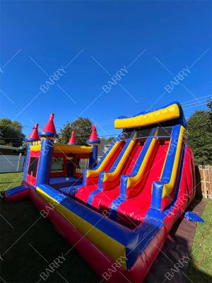 China 0.55mm PVC Tarpaulin Inflatable Bounce House With Slide Custom Logo for sale