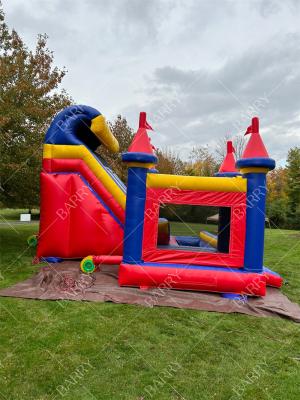 China 0.55mm PVC Tarpaulin Inflatable Bounce House With Slide Custom Logo for sale