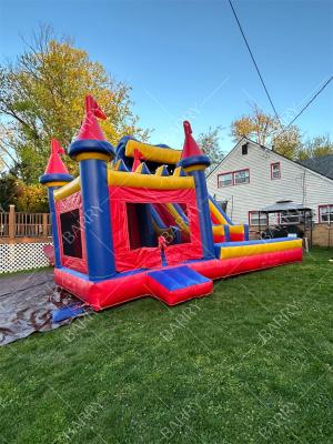 China 0.55mm PVC Tarpaulin Inflatable Bounce House With Slide Custom Logo for sale