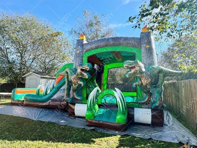 China T-Rex Dinosaur Inflatable Water Slide Bounce House Combo Inflatable Bouncer Jumping Castle for sale