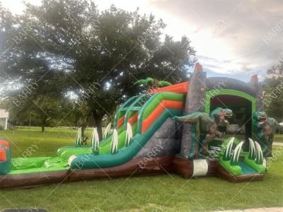 China T-Rex Dinosaur Inflatable Water Slide Bounce House Combo Inflatable Bouncer Jumping Castle for sale