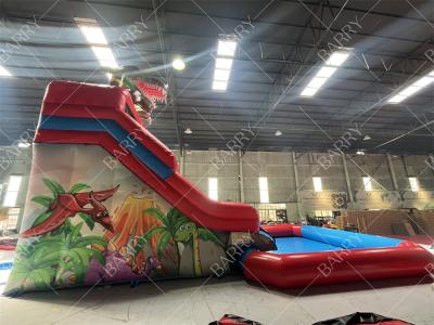 China High Quality Popular Huge Jungle Dinosaur Theme Inflatable Water Slide With Pool for sale