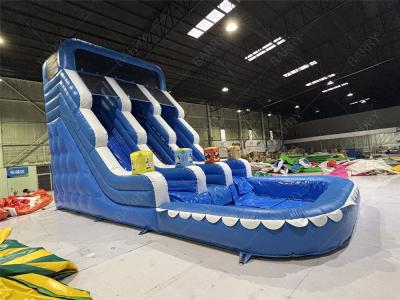 China Commercial Blue Wave Kids Backyard PVC Inflatable Slide With Pool For Home Use for sale