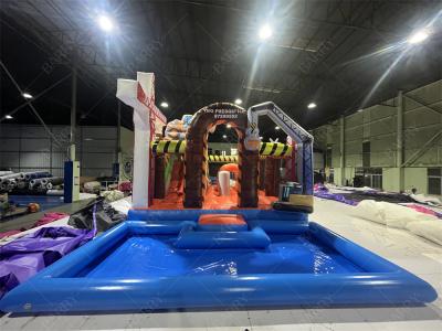 China Construction Adventure Inflatable Combo | Bounce House + Slide + Splash Pool, All-In-One Kids Play System for sale