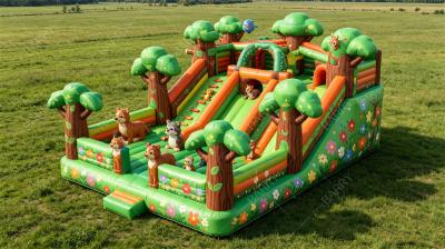 China Commercial Forest Animal Inflatable Obstacle Course with Slides | Kids Party Combo for sale