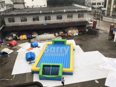 China Door Close To Door Outdoor Inflatable Soap Football Arena , Inflatable Water Football Pitch With Bottom for sale