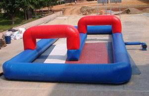 China 18x16x3m Inflatable Race Track Zorb Ball Go Kart Racing Game Obstacle Course for sale