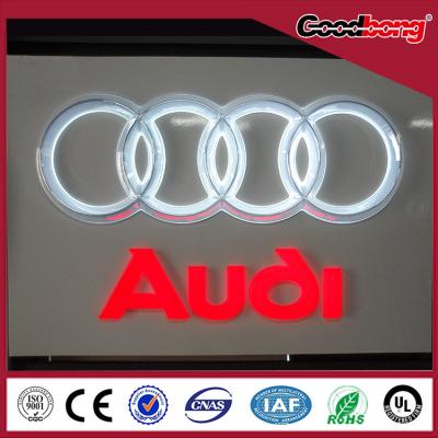 China arcylic 3d led outdoor /indoor vacuum forming chorme illuminated car signage for sale