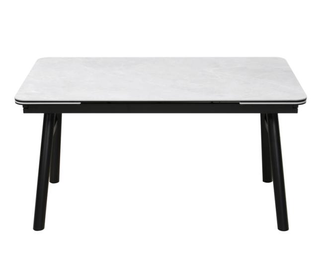 Ceramic top dining table with iron base - extended view