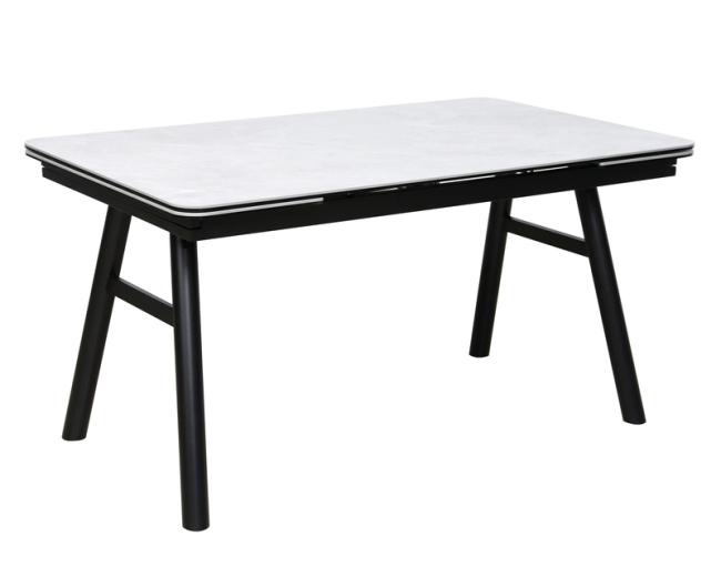 Ceramic top dining table with iron base - side view