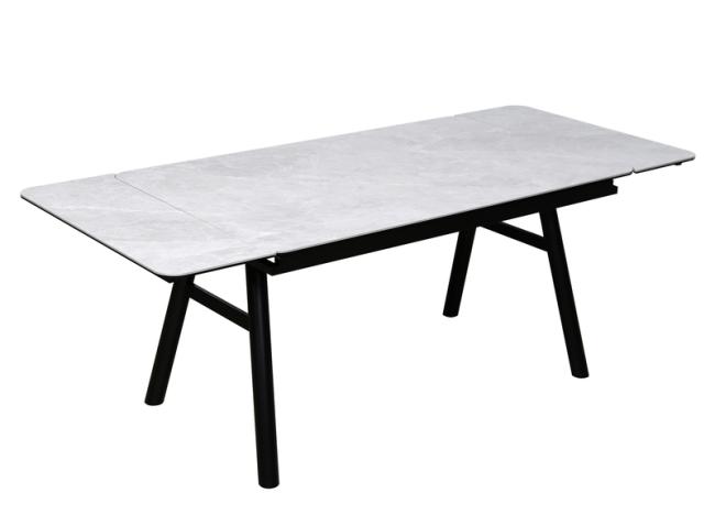 Ceramic top dining table with iron base - close-up detail