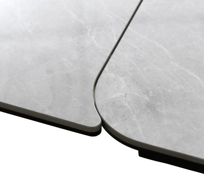 Ceramic top dining table with iron base - extended configuration