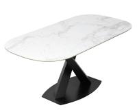 China 1700*900mm Ceramic Finished Dining Table With Fixed Type Black Metal  Base for sale