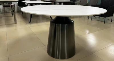 China Ceramic Top Modern Round Dining Table 1200*720mm With Metal Frame for sale