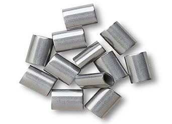 Various stainless steel sleeves used to match cable mesh perimeter rope and perimeter strand