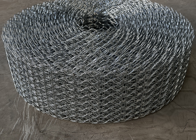 Close-up of galvanized reinforced wire mesh structure
