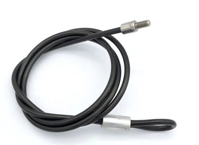 PVC coated wire rope with aluminium sleeve close-up