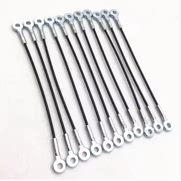 Various diameter wire rope samples on display