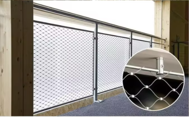 Wire mesh application in architectural setting