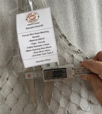 China 20m*20mm Hole Size 1mm Wire Diameter Stainless Steel Ferrule Wire Rope Mesh For Zoo Bird Protection for sale