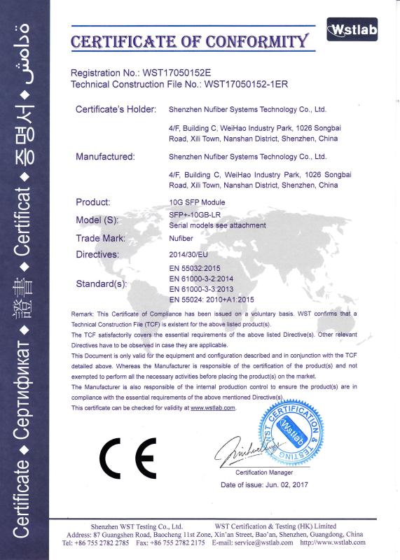 CE - Shenzhen Nufiber Systems Technology Co., Ltd.