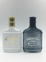 China 100ml Glass Perfume Bottle Flat Shape Opaque White for sale