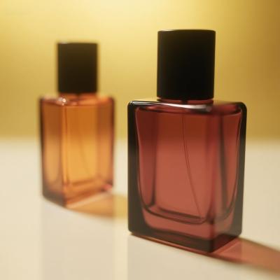 China 25ml Perfume Glass Bottle Flat Rectangle OEM Private Label Cosmetic Package Bottle Manufacturer for sale