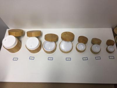 China 50g Skincare Bamboo Cream Jar Cosmetic Packaging / Bamboo Makeup Jar Customized Logo for sale