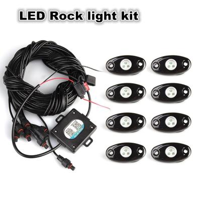China 12V 24V Waterproof LED Light Rock 4pack 6pcs 8pod 12 pods Cell Phone Bluetooth APP Control LED Rock Light RGB for sale