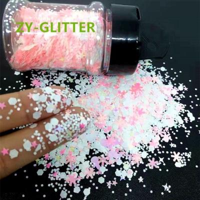 China Create a Winter Wonderland with Our Christmas Snow Shaped Glitter in Bulk Bulk Materials Mix Shape Glitter Powder for sale