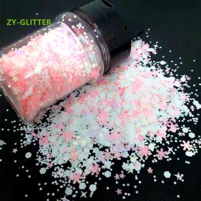 China Create a Winter Wonderland with Our Christmas Snow Shaped Glitter in Bulk Bulk Materials Mix Shape Glitter Powder for sale
