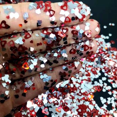China Solvent Resistant Valentines Day Loose Glitter Polyester Chunky Glitter Bulk for Nail Art for sale