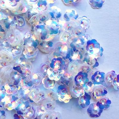 China Flower Style Aurora Color Plum Sequins Loose 8mm Transparent 12mm PET Accessories for Sewing Shoes 365 Colors Included for sale