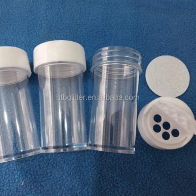China 1oz 2oz 3oz 5oz Glitter Containers with Black Lid Sifter and Open Cap Print Method 1 color Shakers for sale