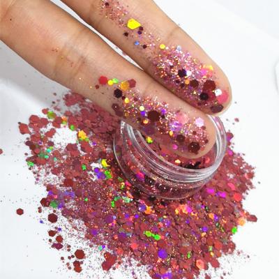 China Crafting Essential 1kg Holographic Pink Chunky Eco-Friendly Glitter Powder for Ramadan Graduation and Valentine's Day for sale