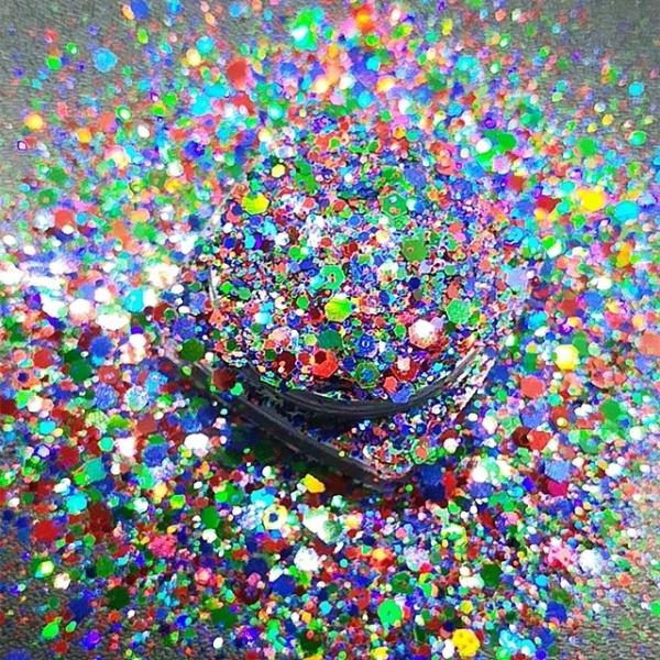 Quality Polyester Bright Rainbow Candy Sparkle Mixes Shapes Chunky Glitter Confetti Customized for Your Requirements for sale