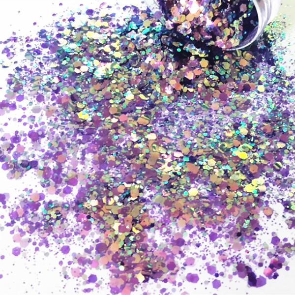 Quality OEM/ODM Yes.We Provide OEM Chameleon Chunky Polyester Nail Body Chunky Mix for sale