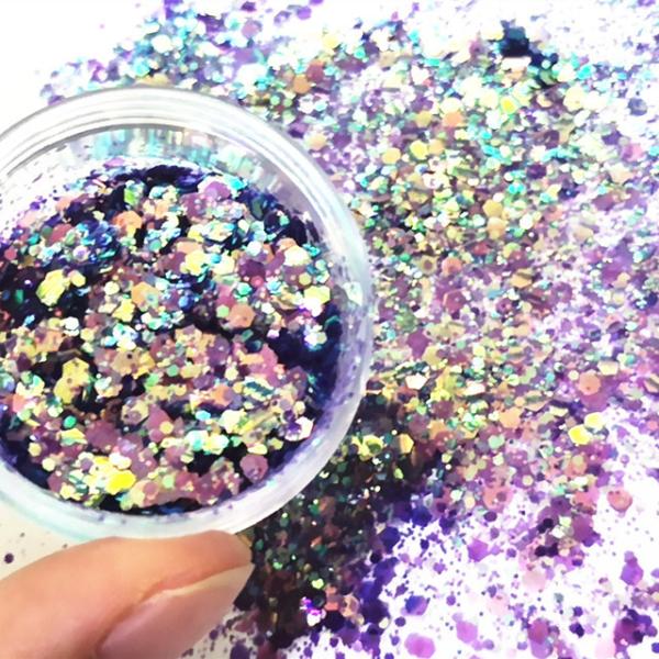 Quality OEM/ODM Yes.We Provide OEM Chameleon Chunky Polyester Nail Body Chunky Mix for sale