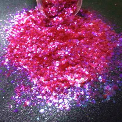China Nail Art Polyester Glitter Iridescent Blue Purple Flash Sol Ent Resistente Series Glitters 1 Color Print Method Decoration for sale