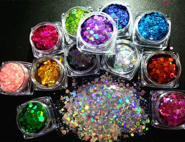 Quality Die Cutting Printing with Metallic Holographic Chunky Glitter Powder in for sale