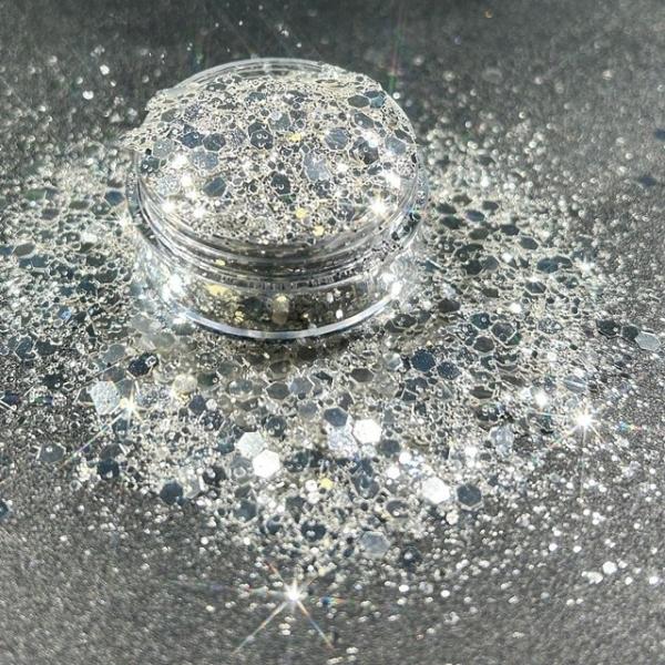 Quality DIY size Diamond Dust Glitter Silver Glitter Powder Highlight Party Makeup A for sale