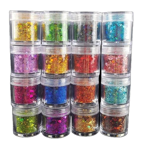 Quality Print Method 1 color Custom Glitter Jar Eco-Friendly Holographic Glitter for Nails Jar Glitter Packing for sale