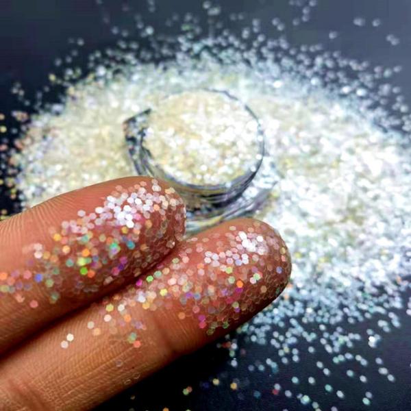 Quality Holographic White Glitter Mixed Chunky Glitter Bulk Polyester Pet Glitter Die Cutting Printing OEM/ODM Yes. We Provide OEM for sale