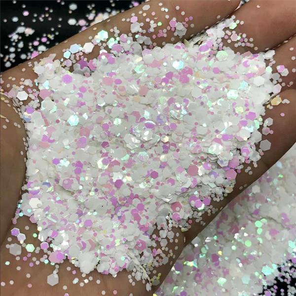 Quality Customized Colors Avaliable Bulk Polyester Glitter Powder for Shaped Heart Star Moon Dot Chunky Mix for sale