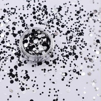 China Excellent Nail Art Effect Glitter Black White Dots Mixed Glitter with Polyester Material for sale