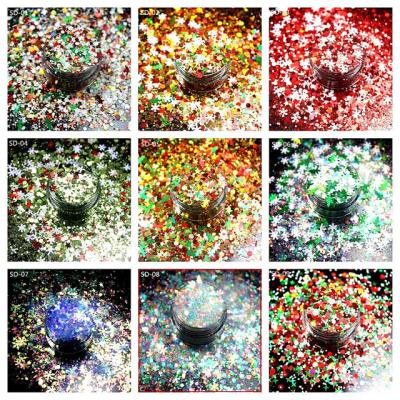 China Polyester Glitter Christmas Glitter With Chunky Mixed Snow Tree Shaped Christmas Tree Glitter Collection for sale