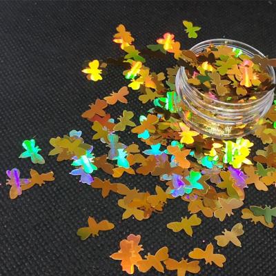 China Chinese Year Occasion 15mm Holographic Gold Honey Bee Glitter for Tumbler Unique Custom Glass Bees Selection for sale
