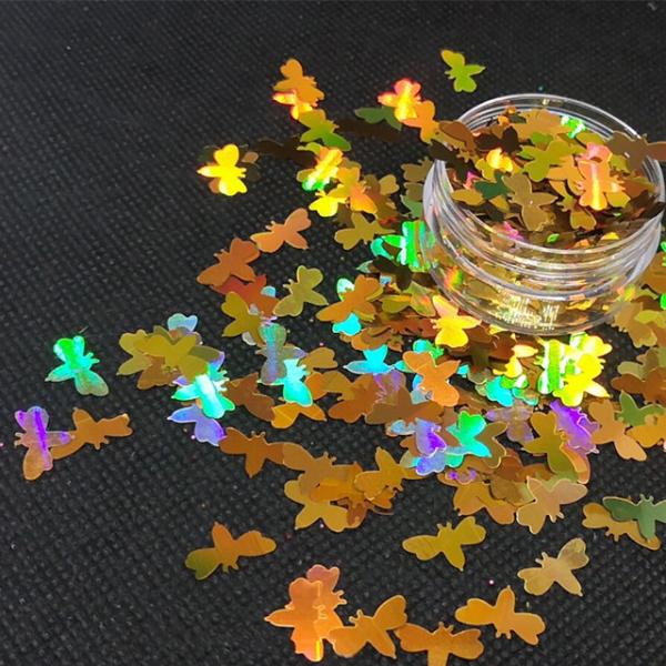 Quality Chinese Year Occasion 15mm Holographic Gold Honey Bee Glitter for Tumbler Unique Custom Glass Bees Selection for sale