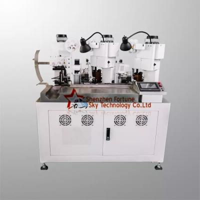 China Fully Automatic Double Wires Cutting Stripping Three Terminals Crimping Machine for sale